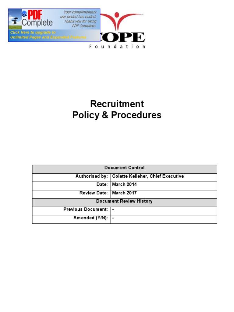 Recruitment Policy and Procedures Guide | PDF | Recruitment | Human ...
