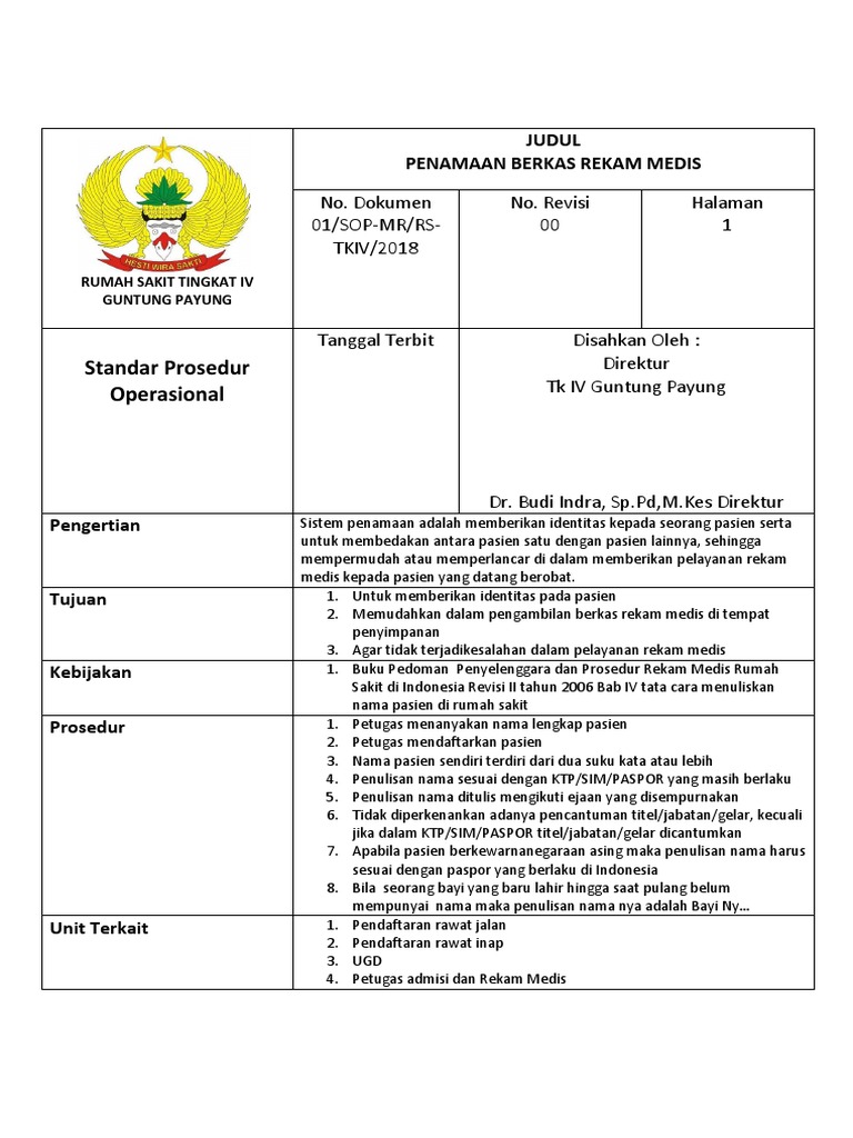 Prosedur Penamaan Rekam Medis Pasien | PDF