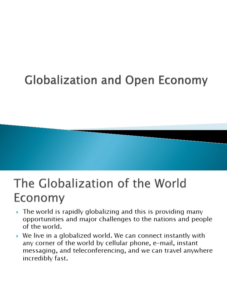 1 Open Economy Introduction Pdf Globalization Financial Markets