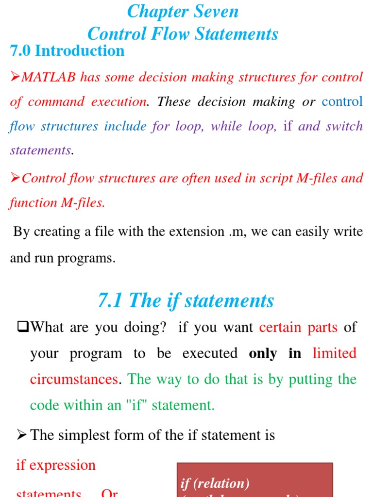 These Decision Making Or: MATLAB Has Some Decision Making Structures For Control | PDF | Control ...