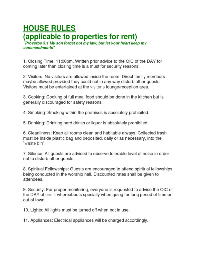 House Rules Sample | PDF