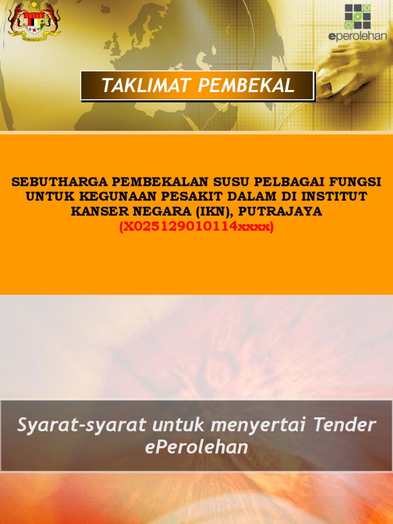 Slide Pembekal (Sebutharga) Inst - Kanser Negara - Susu Pelbagai Fungsi ...