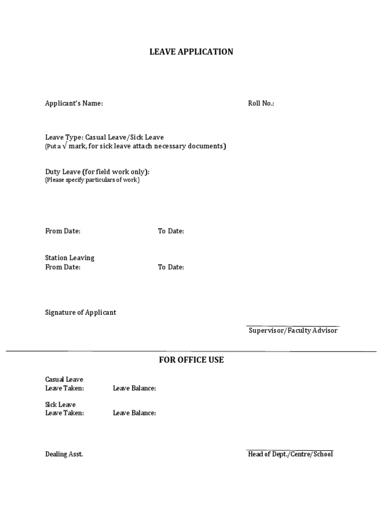 Leave Application | PDF