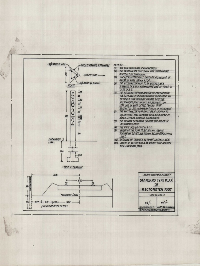 Ce-909-1.N-nwr 2007 (r.1) Standard Type Plan of Hectometer Post | PDF