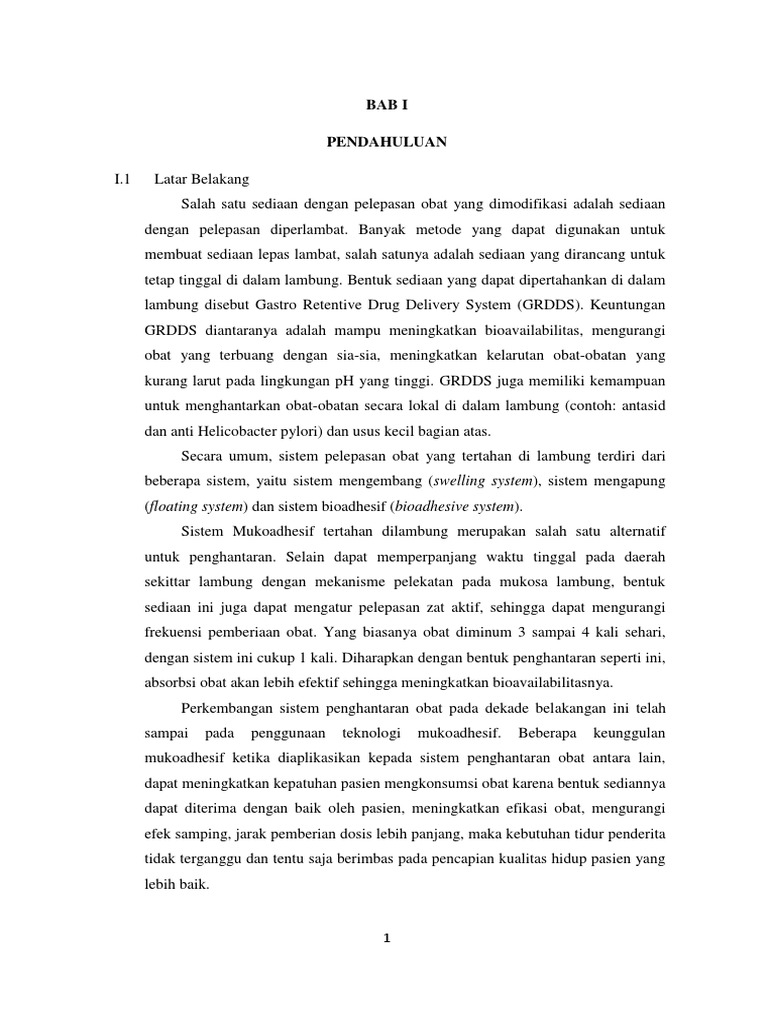Makalah Formulasi Tablet Gastroretentive Mukoadhesif | PDF