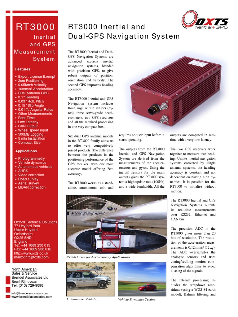 RT3000 Dual | PDF | Inertial Navigation System | Global Positioning System