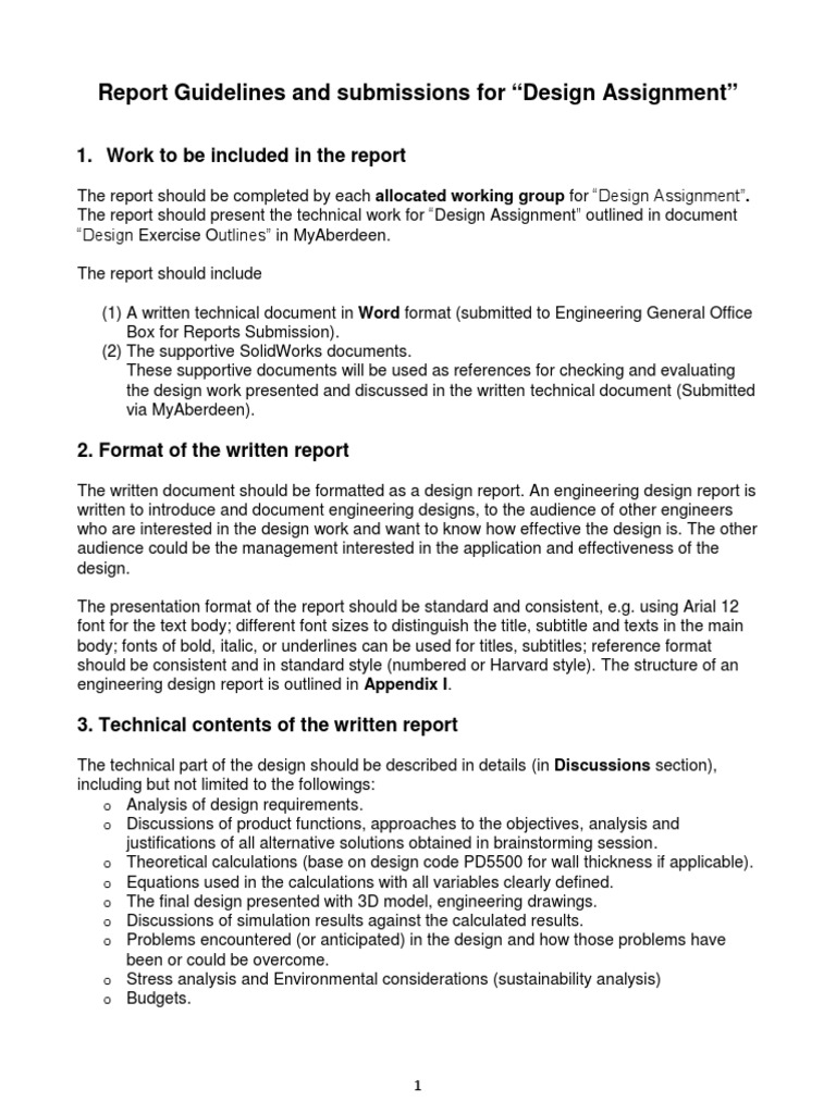 Report Guidelines Design Assignment | PDF | Design | Typefaces