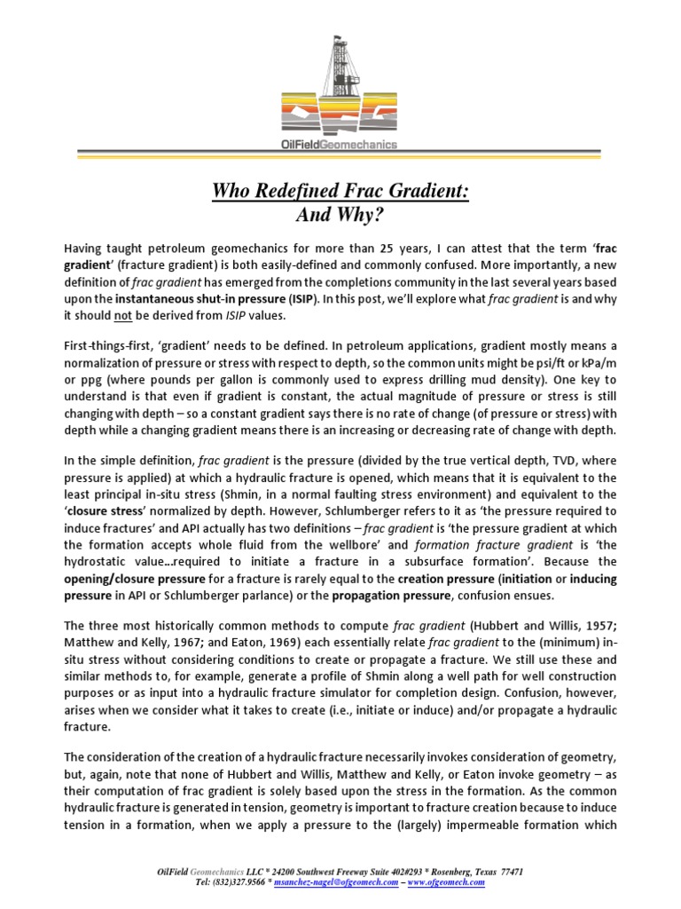 Redefine Frac Gradient | PDF | Hydraulic Fracturing | Pressure