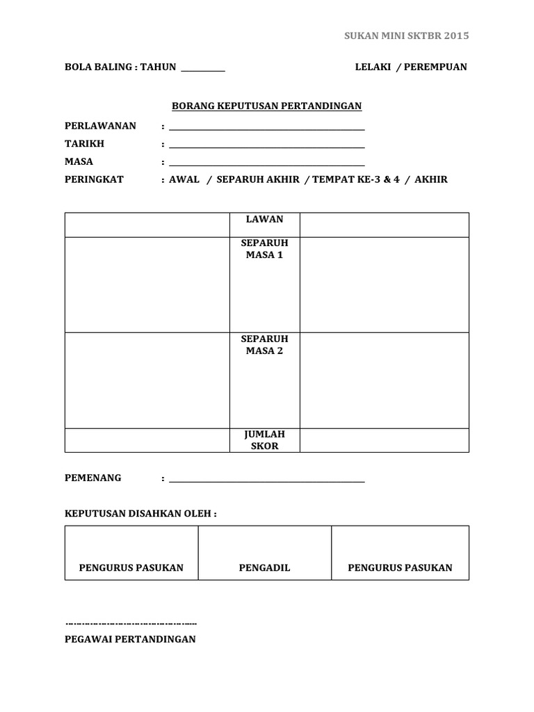 Borang Skor Markah | PDF