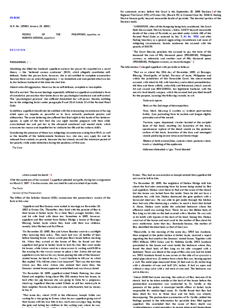 En Banc: People OF THE PHILIPPINES, Appellee, vs. MARIVIC GENOSA ...