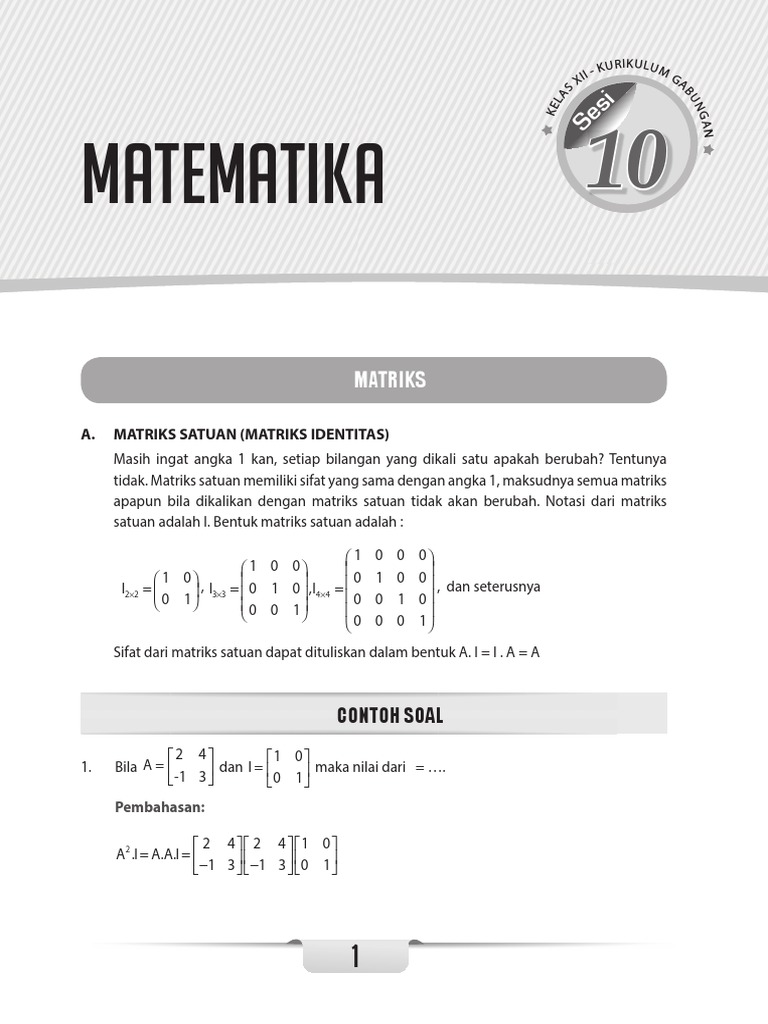 Soal dan Sifat Matriks Invers 2x2 | PDF
