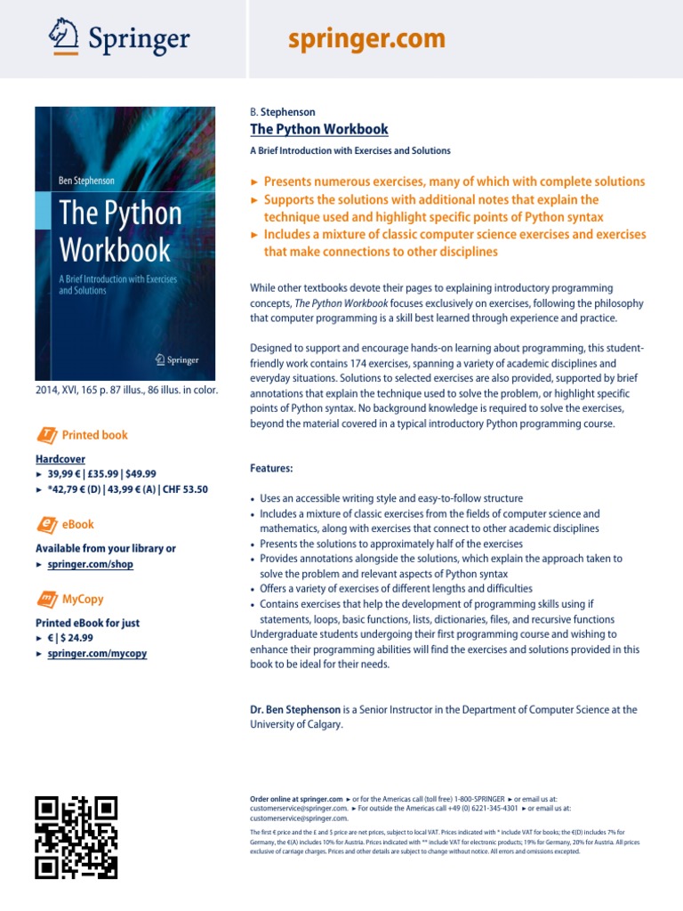 The Python Workbook: Printed Book | PDF | Python (Programming Language ...