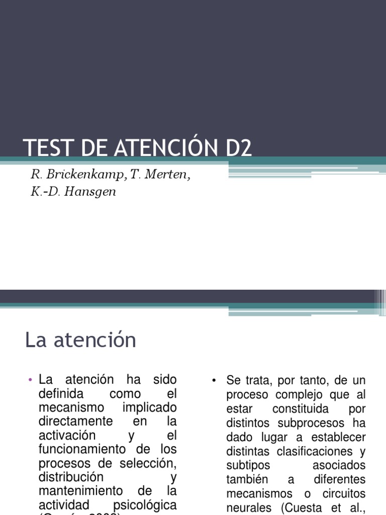 Test de Atencion d2 | PDF | Desorden hiperactivo y deficit de atencion ...