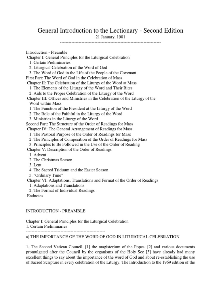 General Introduction To The Lectionary - Second Edition | PDF | Mass ...