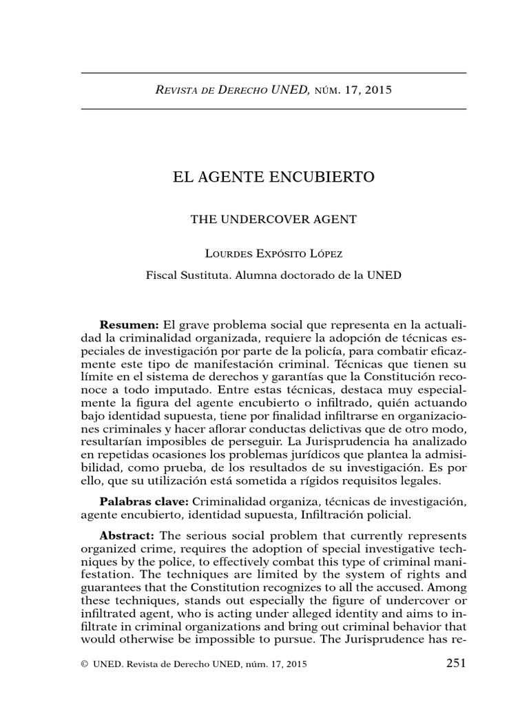 El Agente Encubierto | PDF | Policía | Derecho penal