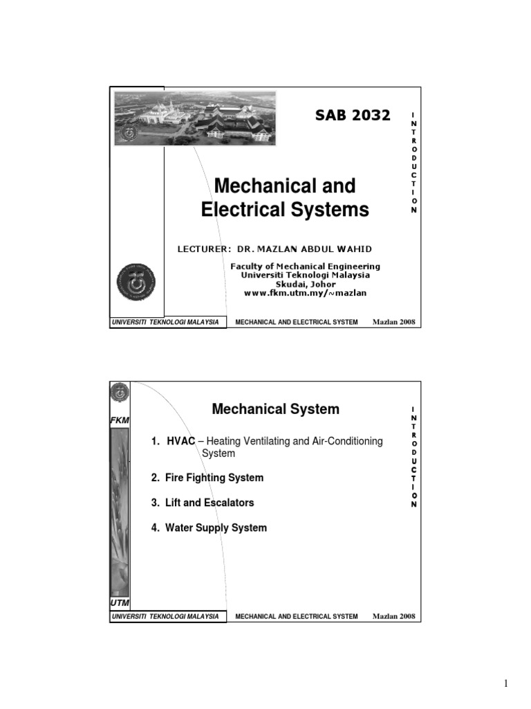 Intro To Mechanical and Electrical System | PDF | Hvac | Engineering