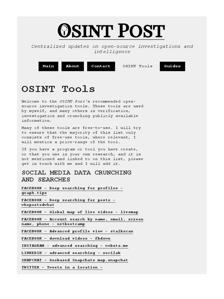Osint Tools - Osint Post | Facebook | Snapchat
