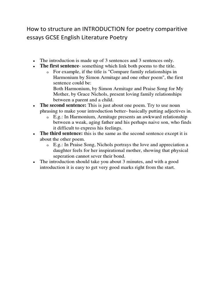 How To Structure An INTRODUCTION For Poetry | PDF