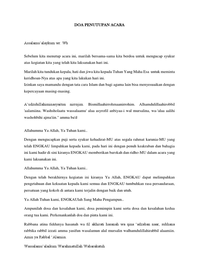 Doa Penutupan Acara | PDF