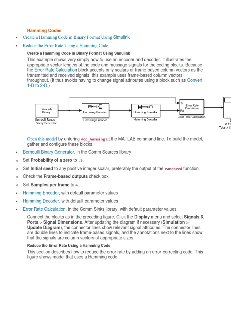 Hamming Codes Matlab Simulink | PDF | Discrete Mathematics | Applied Mathematics