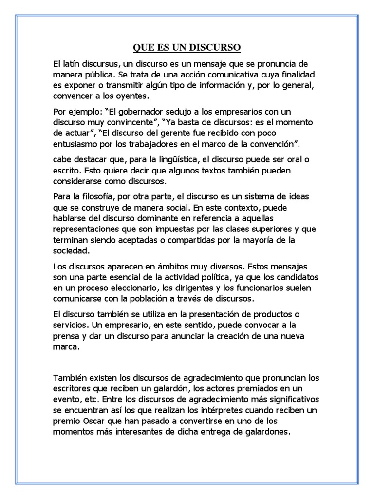Que Es Un Discurso | PDF | Discurso | Lingüística