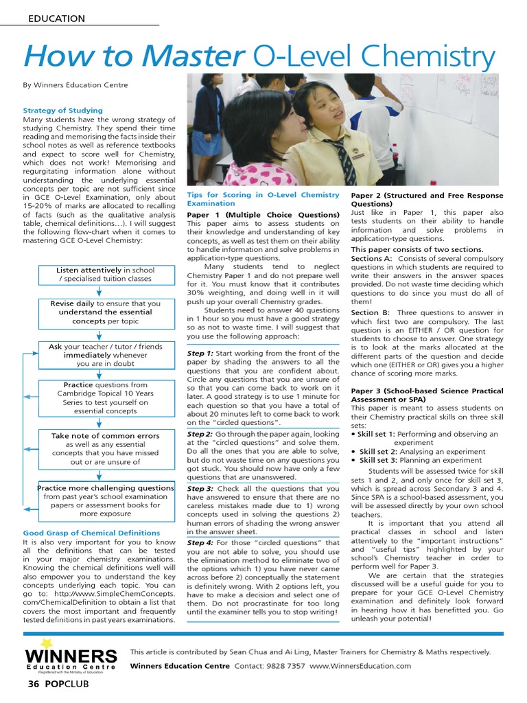 How To Master O-Level Chemistry: Paper 2 (Structured and Free Response ...