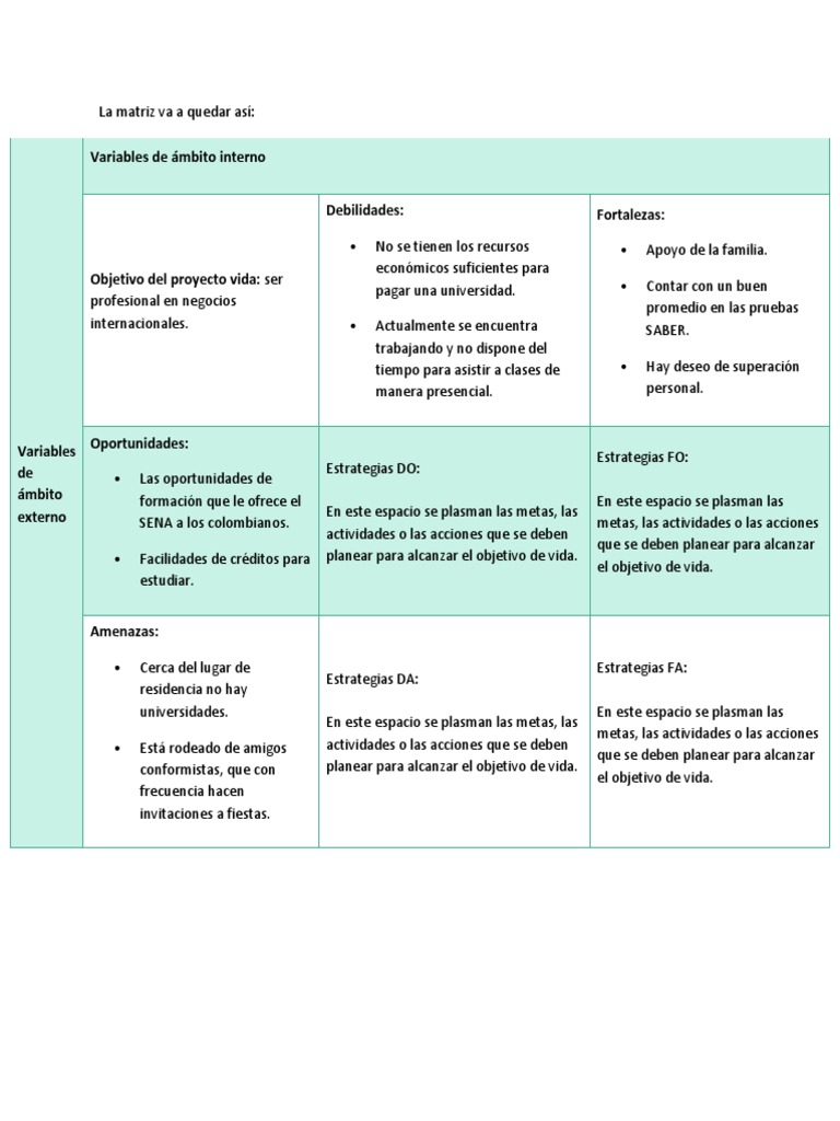 Guia Cuadro Matriz Dofa | PDF | Análisis FODA | Economias