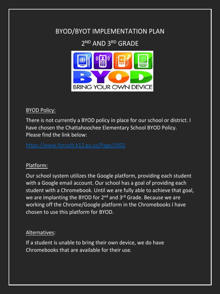 Byod/Byot Implementation Plan 2 and 3 Grade: ND RD | PDF