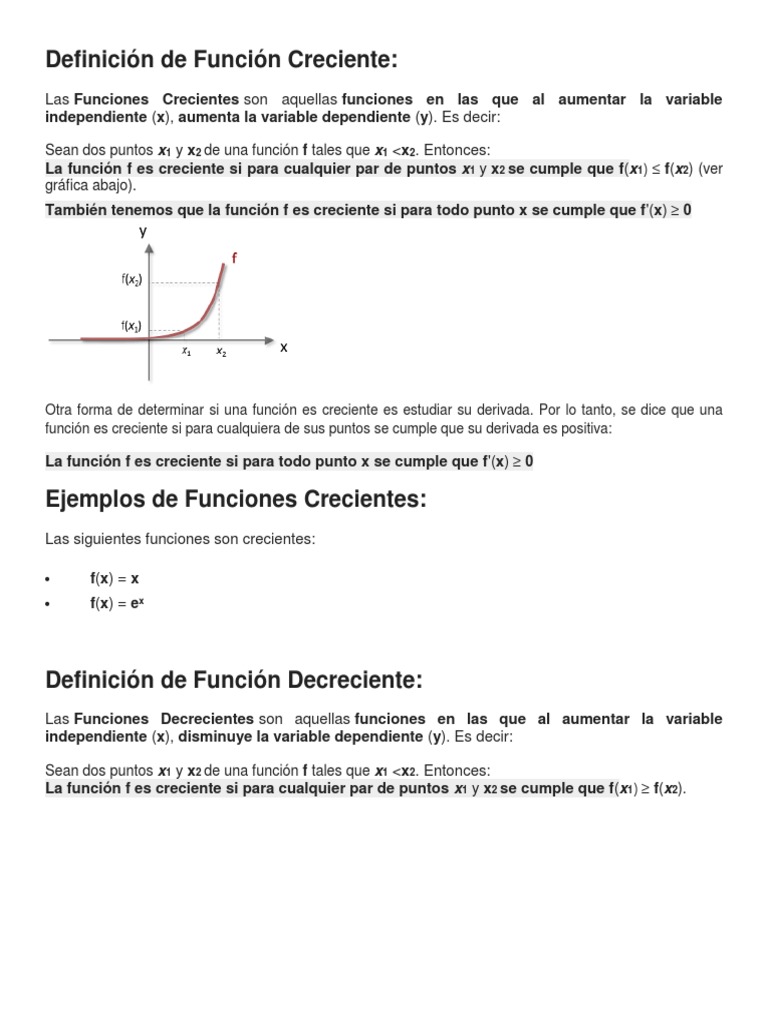 Definición de Función Creciente | PDF | Función (Matemáticas) | Derivado