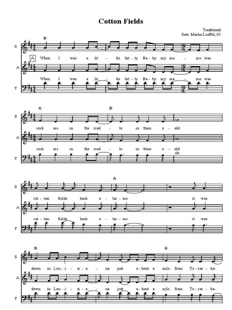 Cotton Fields (Creedence Clearwater Revival) - SAT - Pop Rock | PDF