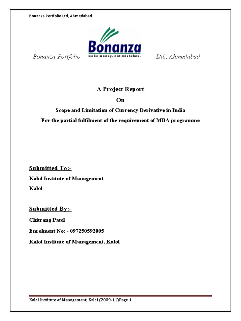 Bonanza Portfolio LTD., Ahmedabad: A Project Report On | PDF ...