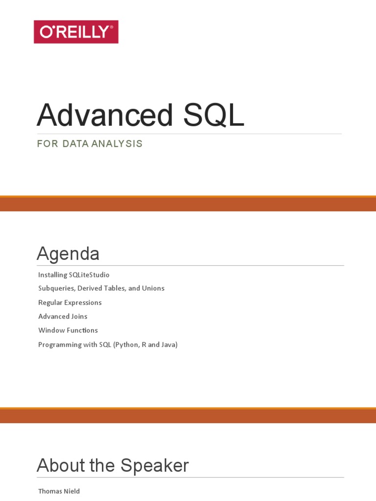 Oreilly Advanced SQL For Data Analysis | PDF | Sql | My Sql