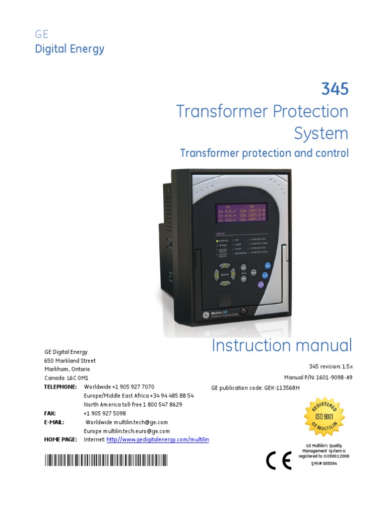 Ge 345 Relay Manual | PDF | Relay | Discrete Fourier Transform