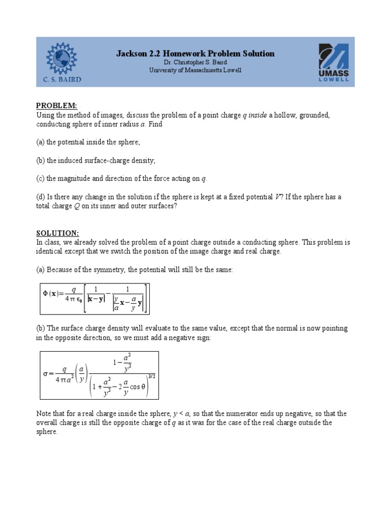Jackson 2.2 Homework Problem Solution | PDF