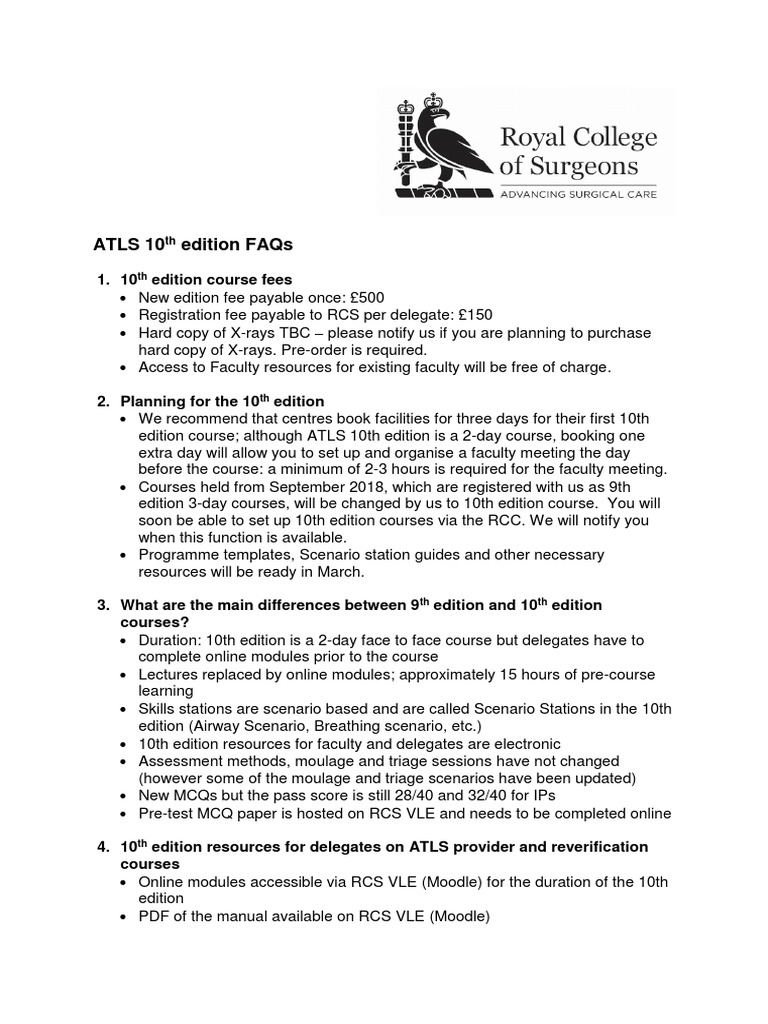ATLS 10th Edition Course Overview | PDF | Educational Technology ...