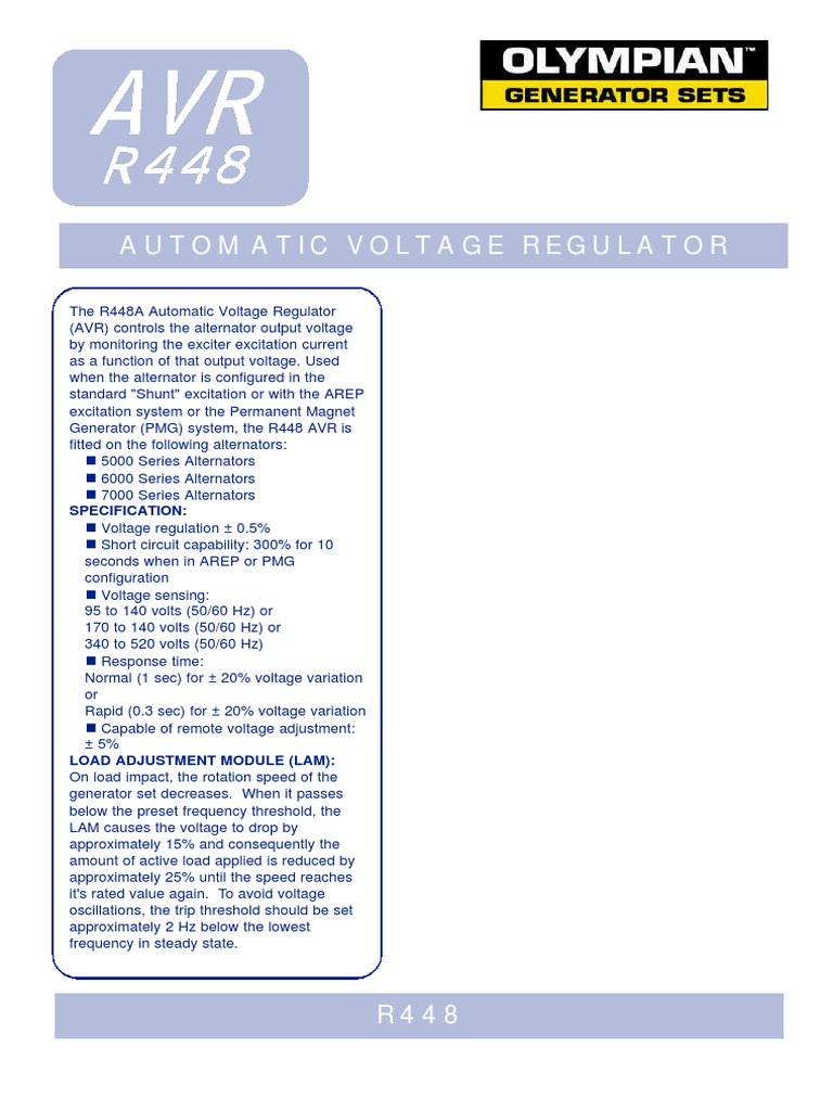 AVR 448 Olympian CAT | PDF | Electric Power | Telecommunications ...