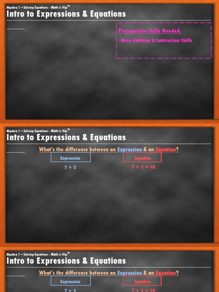 Intro To Expressions & Equations: Prerequisite Skills Needed | PDF ...