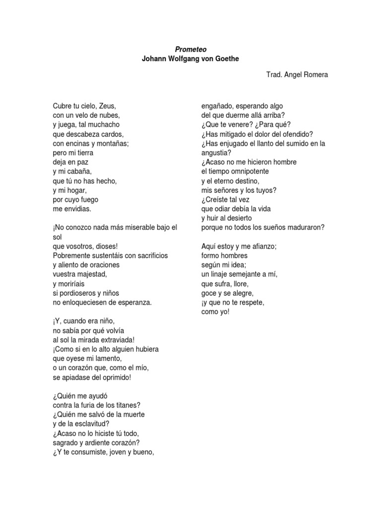 Goethe, Prometeo | PDF | Prometeo