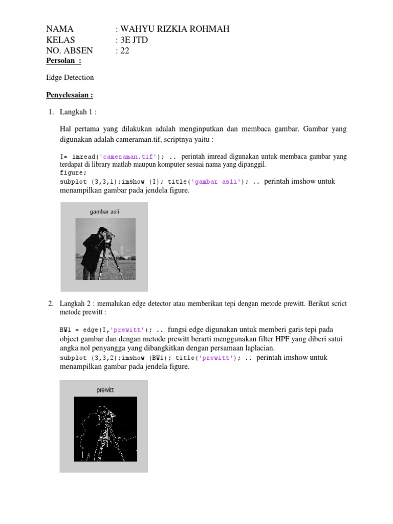 Edge Detection Pada Matlab | PDF