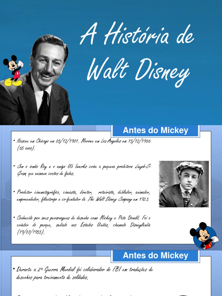 A História de Walt Disney | PDF | The Walt Disney Company | Mundo Walt ...