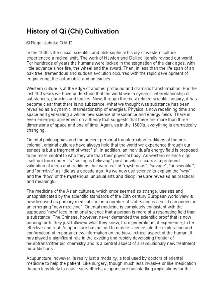 History of Qi (Chi) Cultivation | PDF | Qigong | Qi