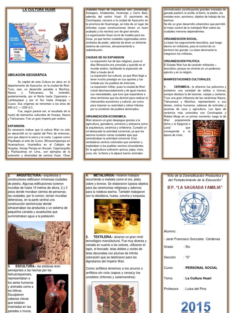 Triptico de La Cultura Wari | PDF | Cultura (general) | Arqueología