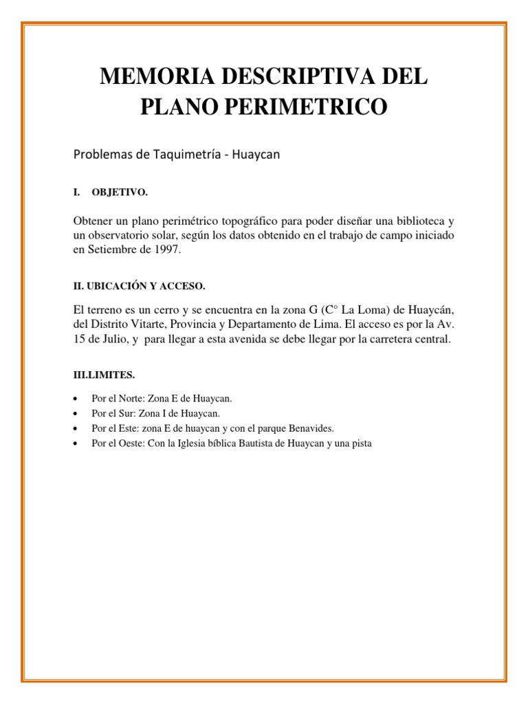 Plano Perimétrico de Huaycán Zona G | PDF | Topografía | Azimut