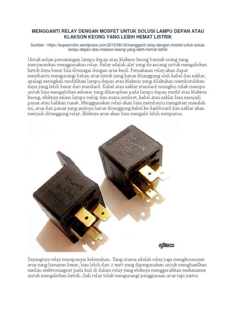 Mengganti Relay Di Motor Dengan MOSFET | PDF