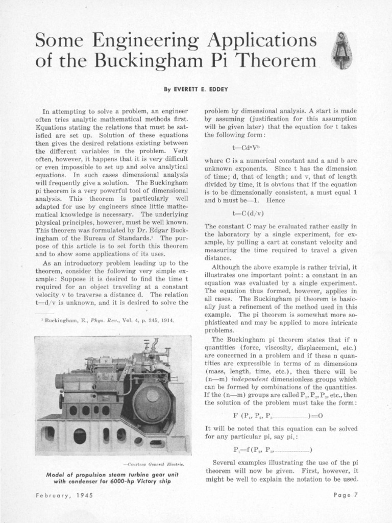 Applications of Buckingham Pi Theorem | PDF | Equations | Teaching ...