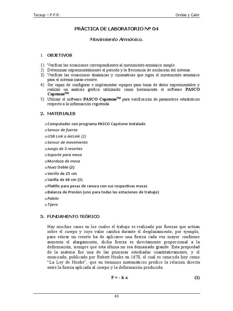 07 Laboratorio 4 Movimiento Armónico Pdf Movimiento Física