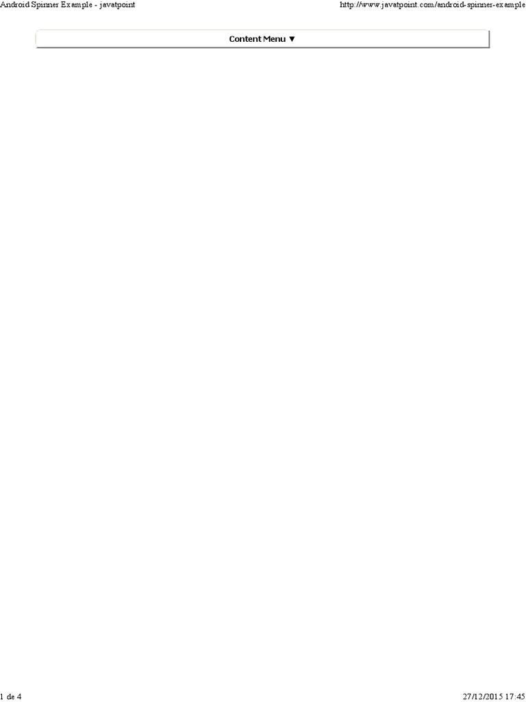 Android Spinner Example - Javatpoint | PDF | Android (Operating System) | Java (Programming ...