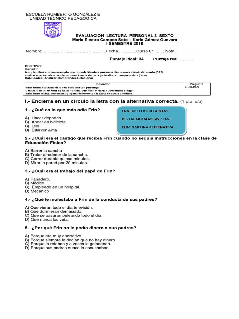 Prueba Frin Con Sugerencias | PDF