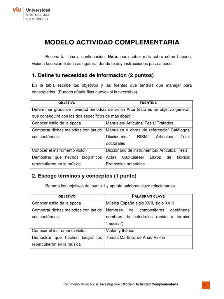 Modelo Actividad - Complementaria PDF | PDF | Melodía