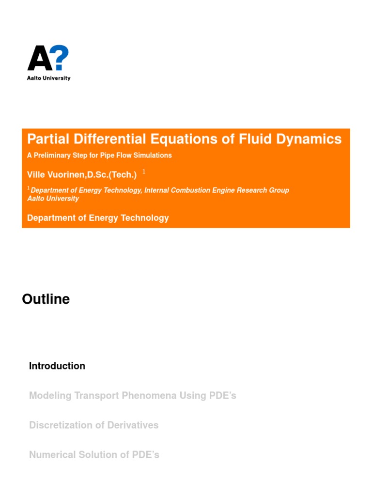 Partial Differential Equations of Fluid Dynamics | PDF | Partial Differential Equation | Fluid ...